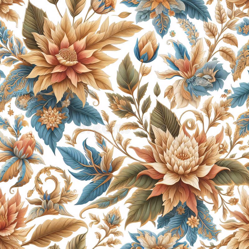 Vibrant Floral Pattern with Intricate Details and Rich Colors Stock ...