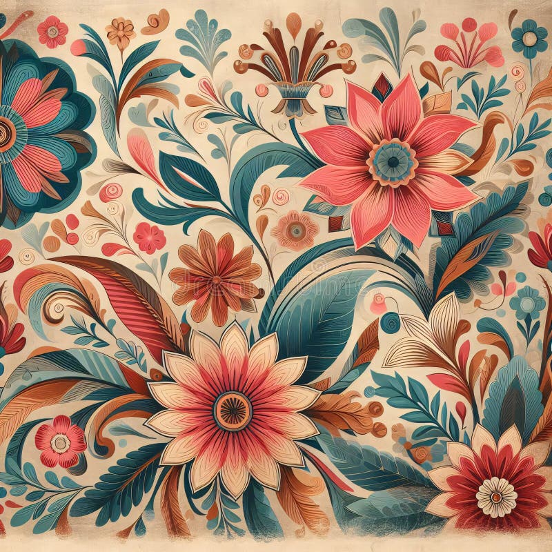 Vibrant Floral Pattern with Intricate Details and Rich Colors ...