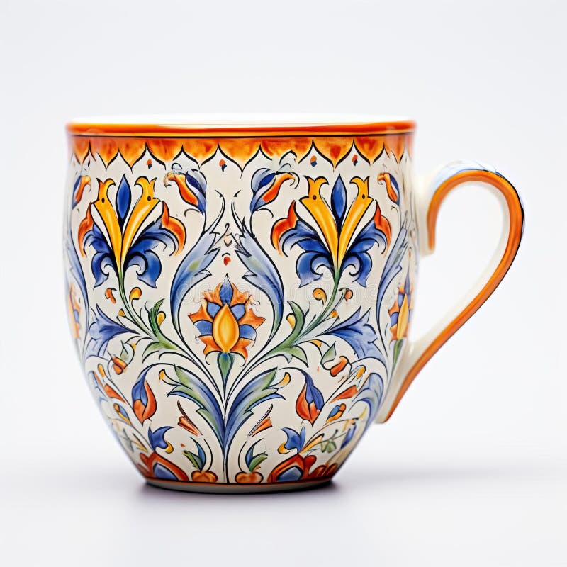 Vibrant Floral Pattern Persian Handmade Coffee Mug Design Stock ...
