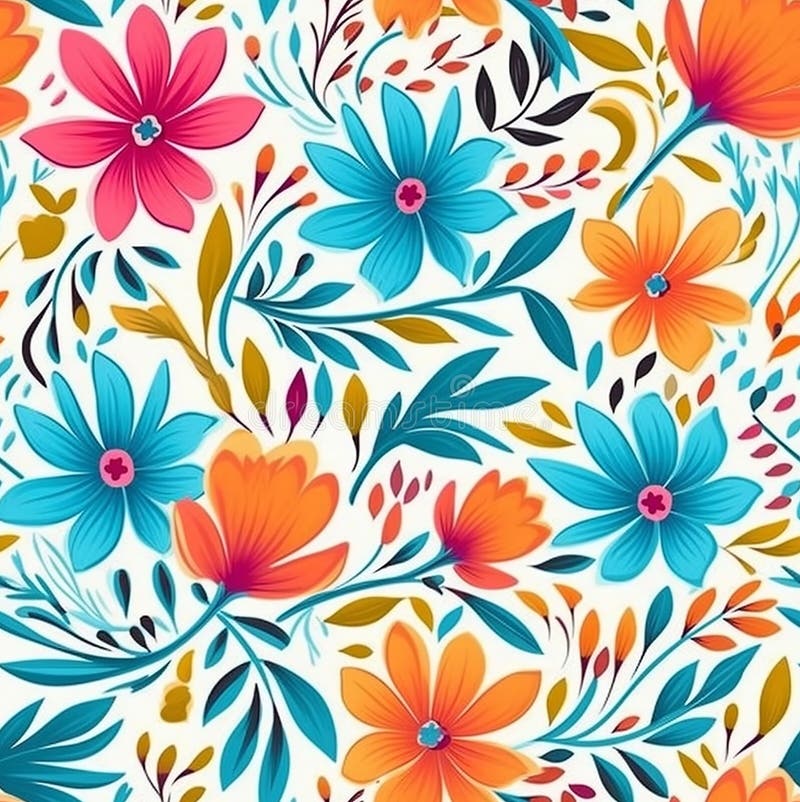 Vibrant Floral Pattern: a Symphony of Colors Stock Illustration ...