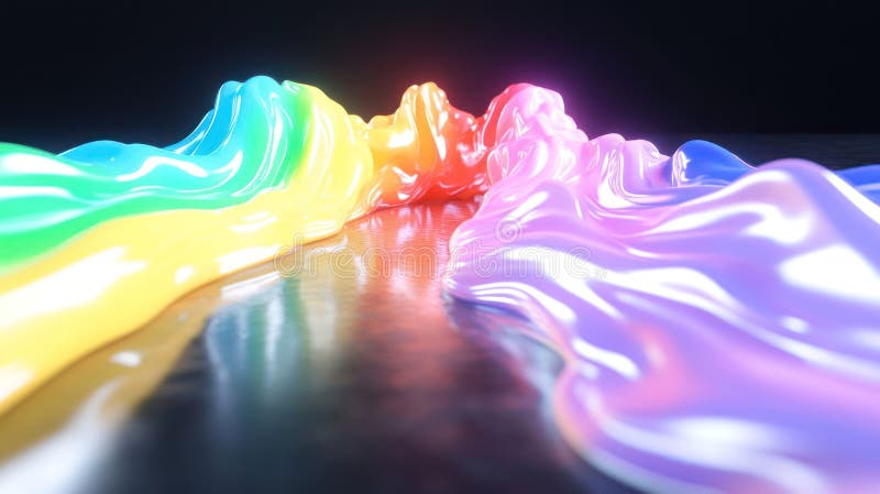 Rainbow Liquid Abstract Background, Glowing Iridescent Paint Stock ...