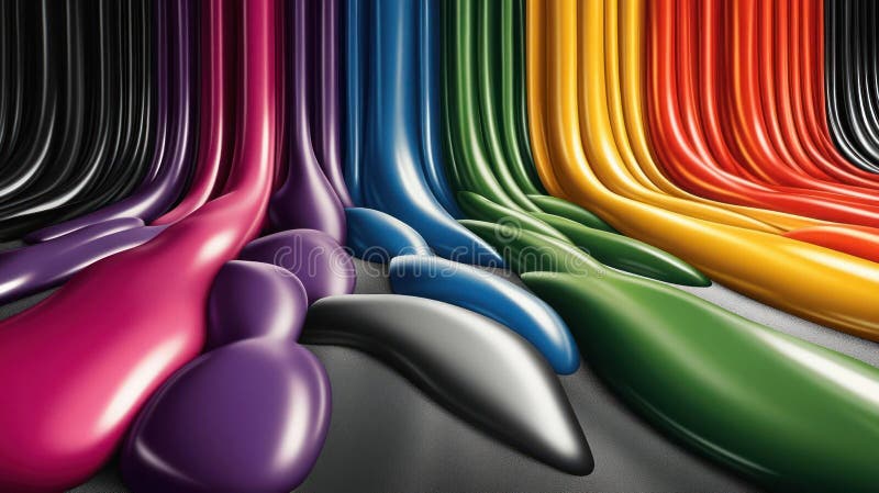 Abstract Colorful Liquid Flowing Down, Shiny Glossy Paint Texture Stock ...