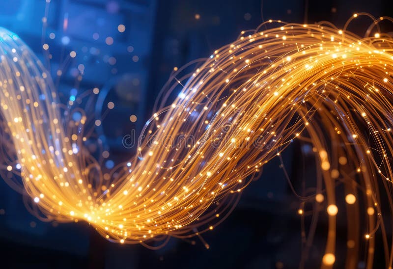 Vibrant Flow of Golden Lights Creating a Mesmerizing Visual Effect ...