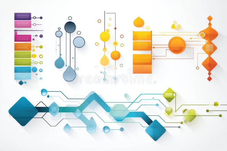 Stylized Flowchart Elements Presented on a Clean White Background for ...