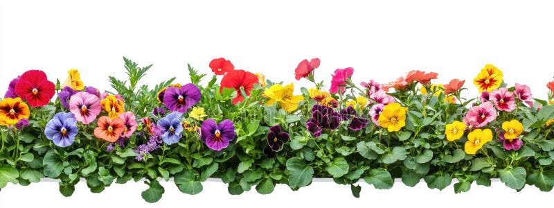 Vibrant Pansy Border stock illustration. Illustration of plant - 385577895