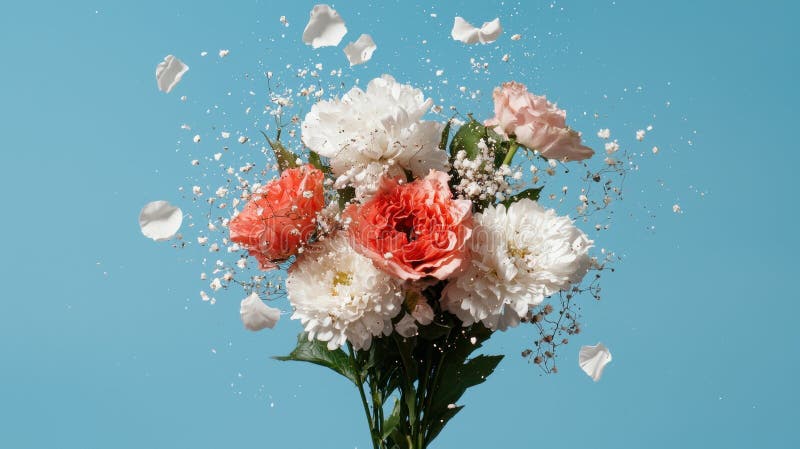 Vibrant Flower Bouquet Exploding with Petals and Blossoms Against a ...