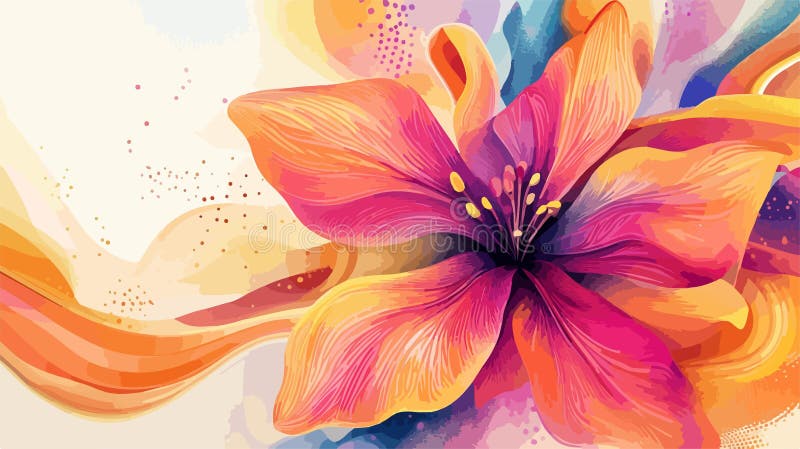 Vibrant Flower Illustration on Abstract 2D Background Stock Vector ...