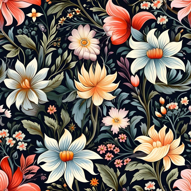 Vibrant Flower Patterns for Art Stock Illustration - Illustration of ...