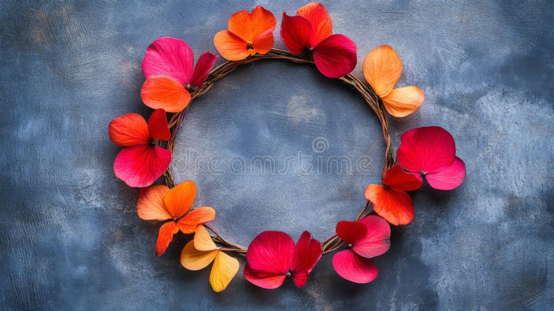 Vibrant Flower Petals Form a Circular Wreath Design Stock Illustration ...