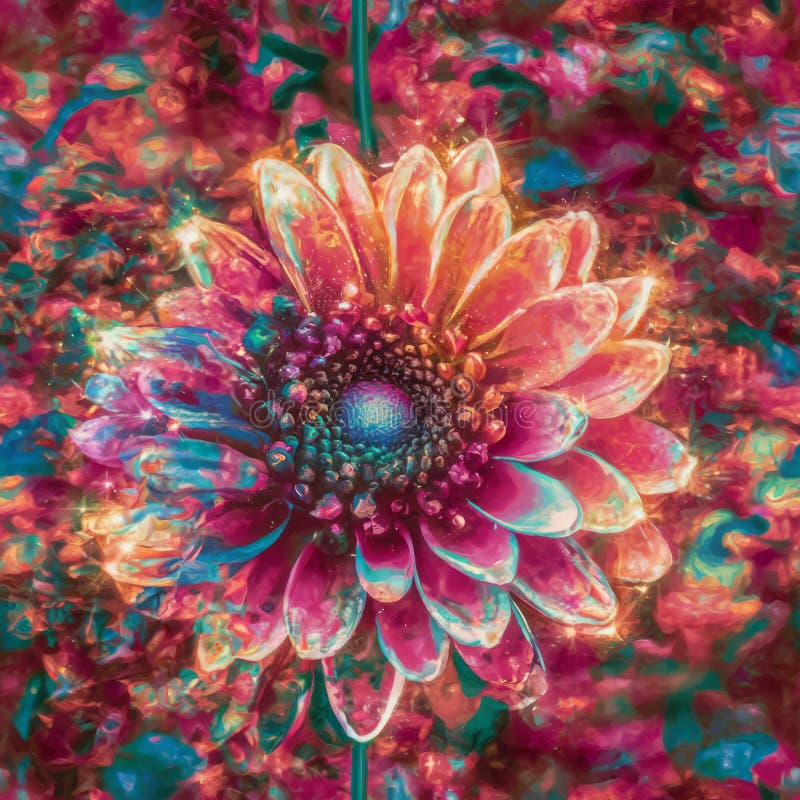 Vibrant Flower Transforming in a Multicolored Abstract Background Stock ...