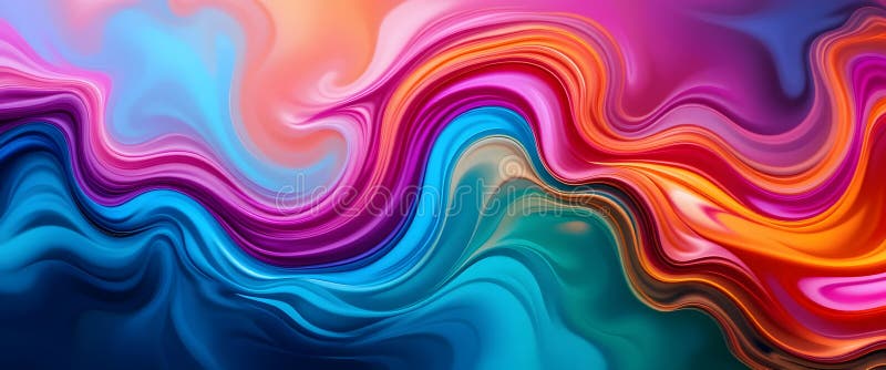 Rainbow River: Abstract Colorful Fluid Art Stock Illustration ...