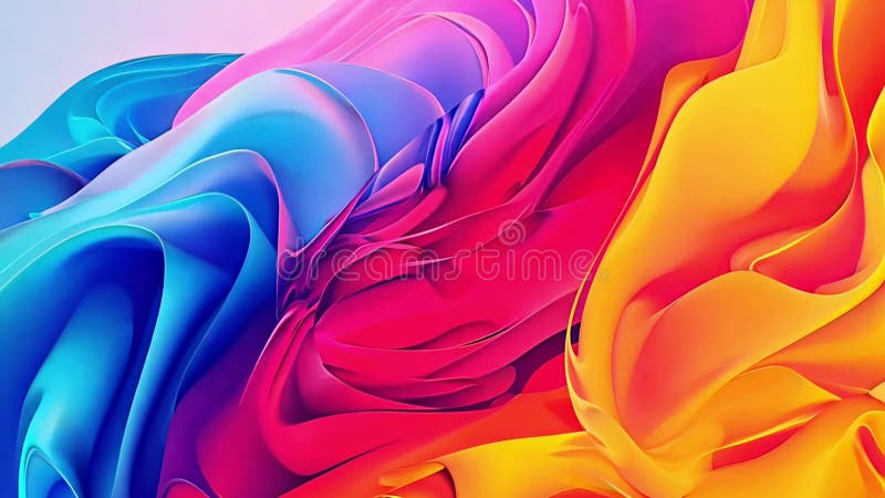Vibrant Flowing Abstract Forms in Dynamic Movement with Bold Colors ...
