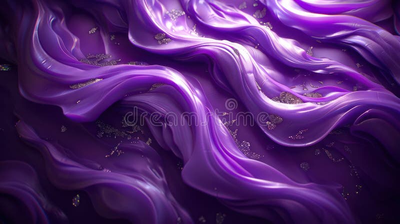A Vibrant, Flowing Purple Texture with Glossy Waves and Subtle Glitter ...