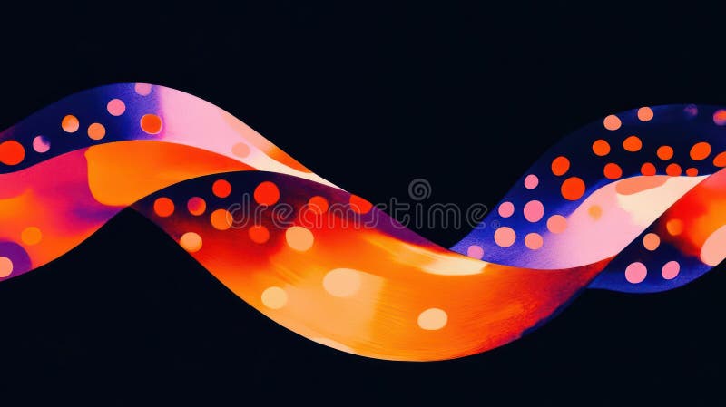A Vibrant, Flowing Ribbon Design with Colorful Patterns Against a Dark ...