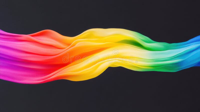 Vibrant, Flowing Ribbon of Rainbow Colors Gracefully Waves Across Dark ...