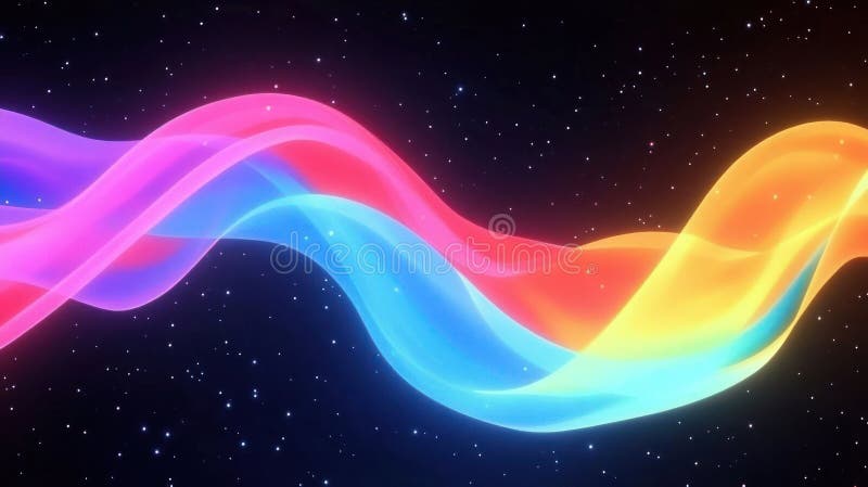 A Vibrant, Flowing Wave of Colors Against a Starry Background, Evoking ...