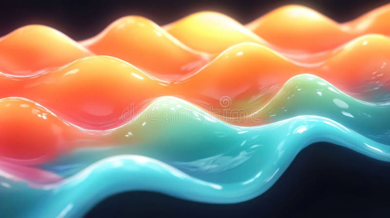 A Vibrant, Flowing Wave Pattern with a Glossy Texture in Warm and Cool ...