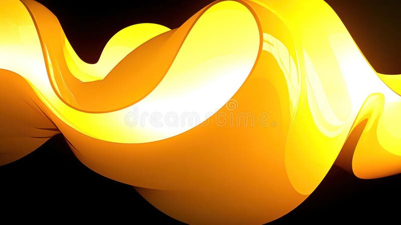 A Vibrant, Flowing Yellow Abstract Design with Smooth Curves and Glossy ...