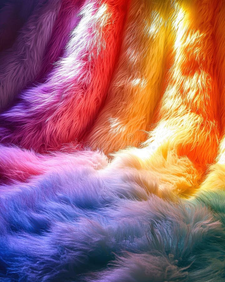 Vibrant Fluffy Fabric with Rainbow Colors Stock Illustration ...