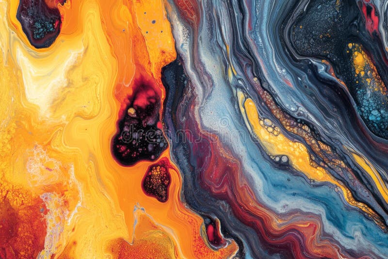 Vibrant Fluid Art, Abstract Colorful Paint Flow, Dynamic Liquid ...