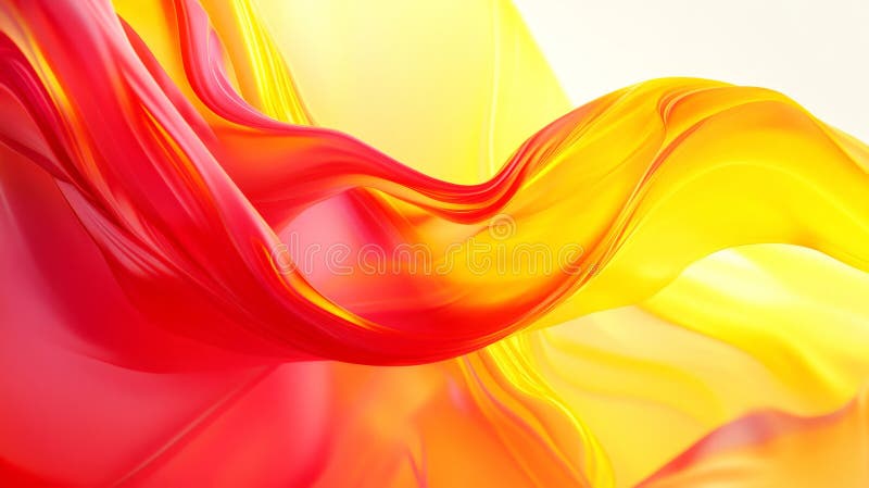 Vibrant Fluid Shapes in Bright Red and Yellow Flow Smoothly Around the ...