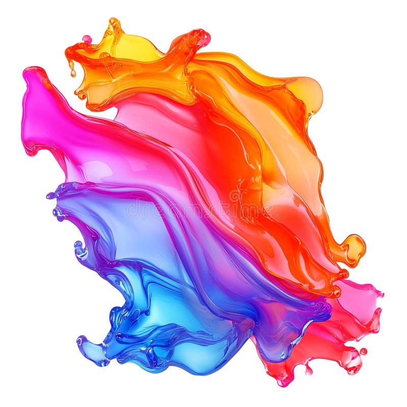 Fluid Art Colorful Splash Design on White Abstract Background Isolated ...