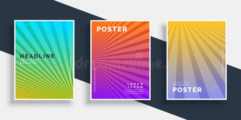 Vibrant Flyers Brochure Set with Rays Stripes Stock Vector ...