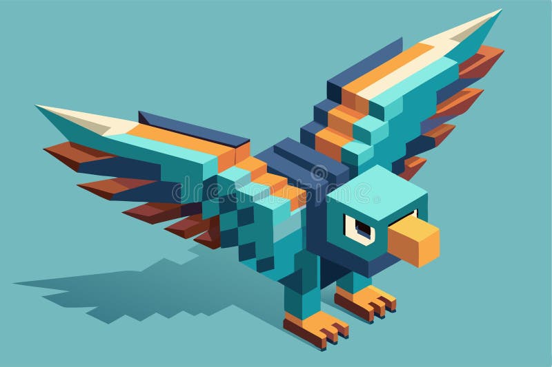 A Vibrant Flying Bird Showcases a Unique Isometric Design, Featuring ...