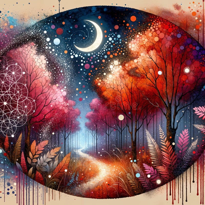 "Vibrant Forest Pathway," (Gen, a.I.) Stock Illustration - Illustration ...