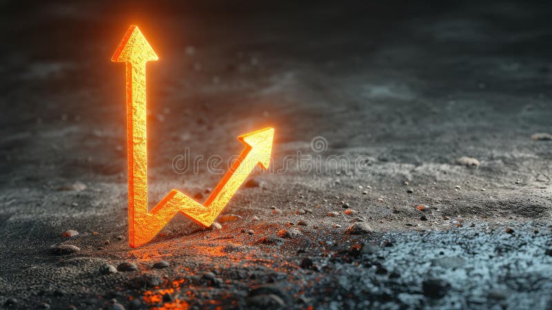 A Vibrant Forex Chart with Glowing Arrows on a Dark Backdrop ...