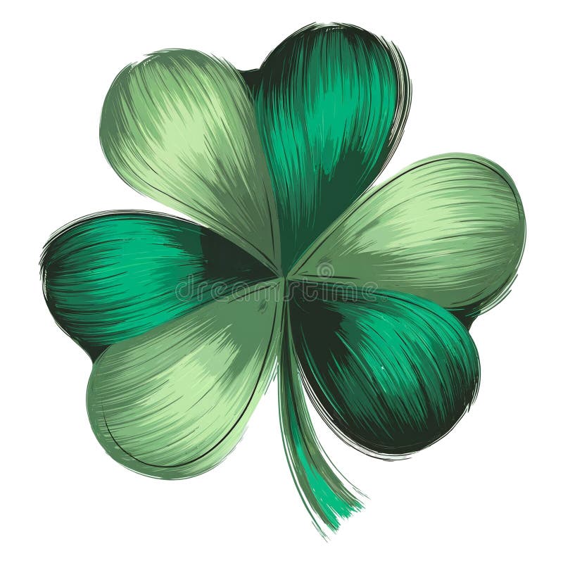 A Vibrant Four-leaf Clover with Varying Shades of Green Stock ...