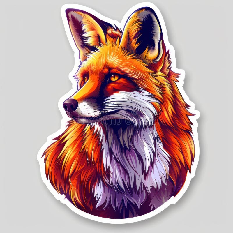 Vibrant Fox Art with Sunset Background. Generative Ai Stock ...