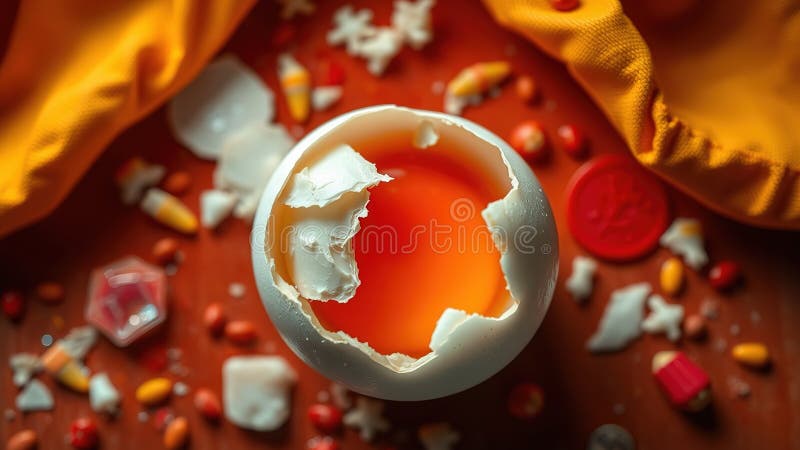 Vibrant Fragmentation a Colorful Abstract Broken Egg TopDown View HighDefinition Art Photography ...