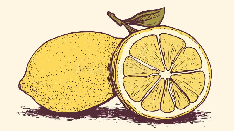 Vibrant Freehand Lemon Cartoon Vector Illustration for Retro Designs ...