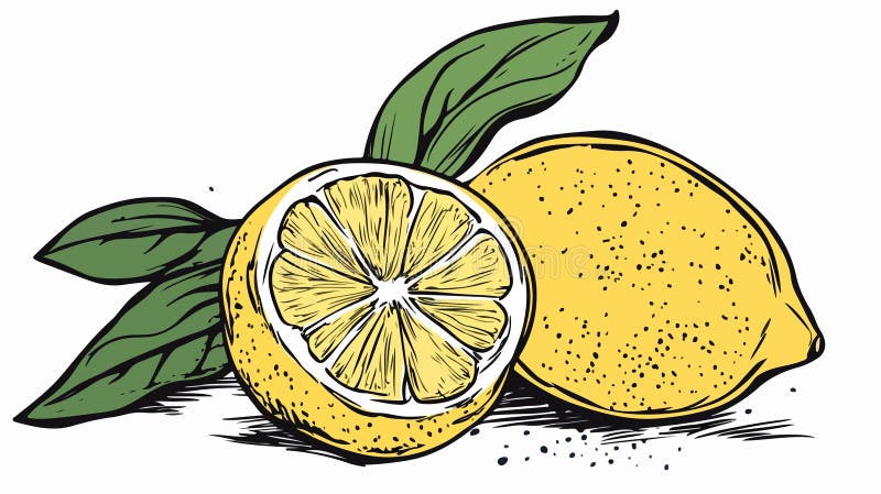 Vibrant Freehand Lemon Cartoon Vector Illustration for Retro Designs ...