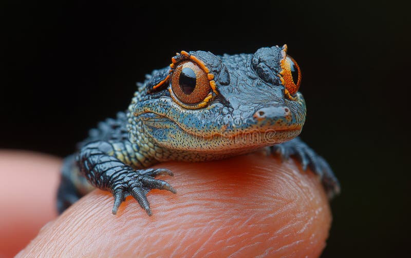 A Close-up of a Colorful Frog on a Finger Stock Photo - Image of ...
