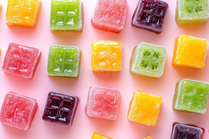 Vibrant Frozen Fruit Cubes Forming a Colorful and Refreshing Design ...