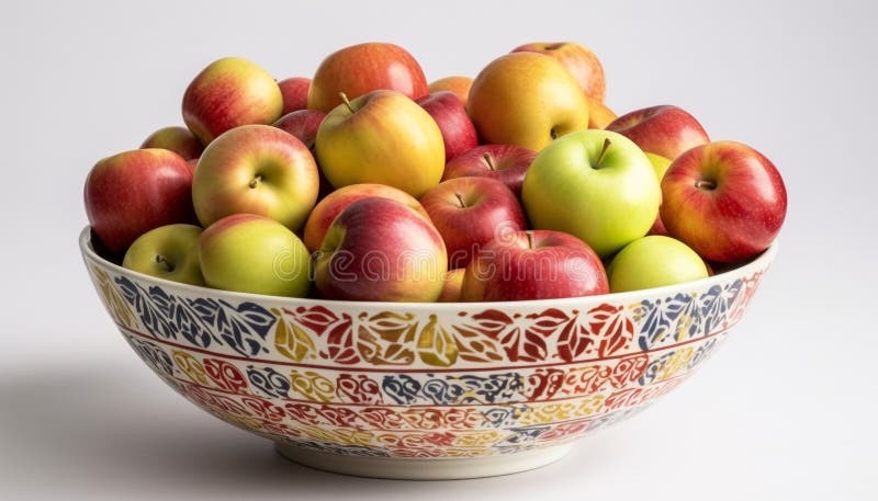 Vibrant Fruit Bowl Juicy, Ripe Apples in a Colorful Stack Generated by ...