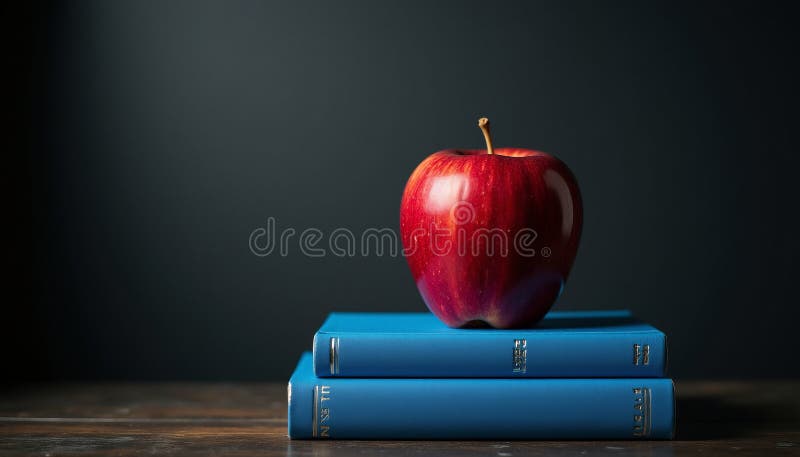 Lustrous Fruit Above Blue Books Awaits the Inquisitive Mind, Set ...