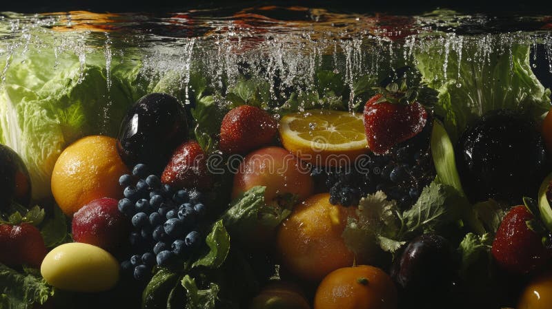 Vibrant Fruit Splash Embodies a Symphony of Color and Freshness Stock ...