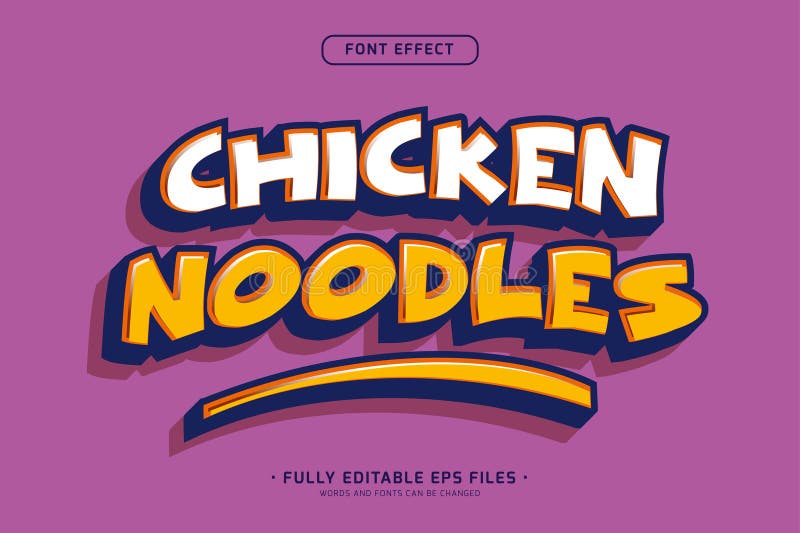 Vibrant and Fun Chicken Noodle Logo Style Text Effect Stock Vector ...