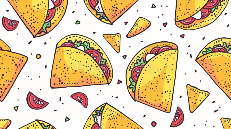 Vibrant and Fun Taco Pattern Featuring Fresh Ingredients, Perfect for ...