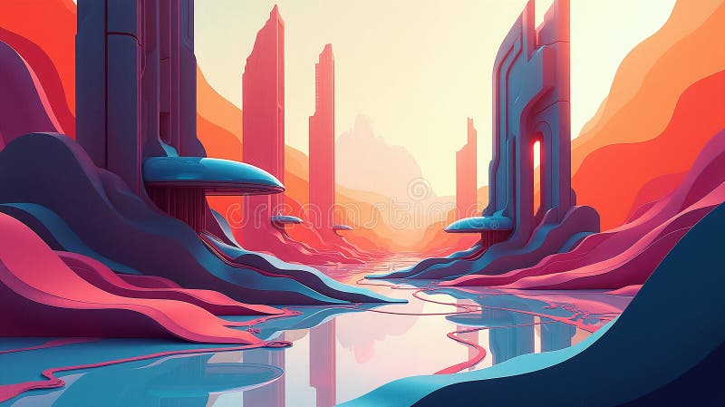 Vibrant Fusion: Dynamic Abstract Structures Stock Illustration ...