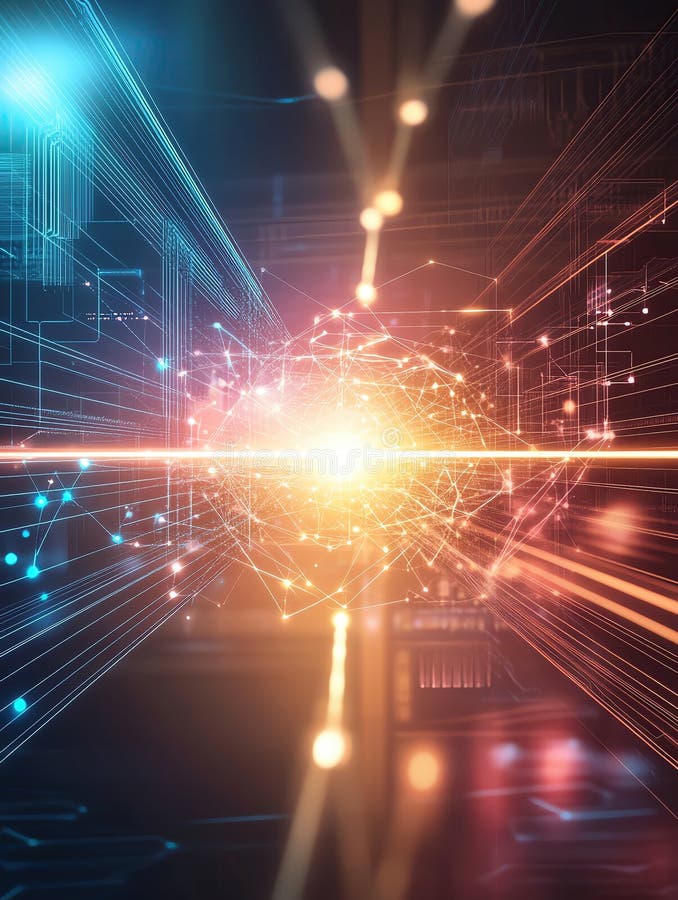 A Vibrant Fusion of Light Beams and Neon Colors Creating a Dynamic ...