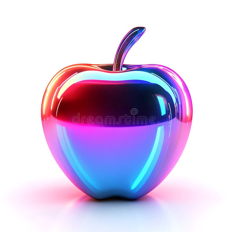 Futuristic Glowing Apple with Neon Light Effects Stock Illustration ...