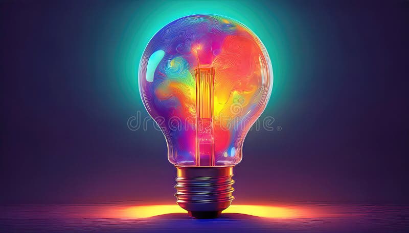 Vibrant and Futuristic Digital Light Bulb Illustration, Showcasing ...