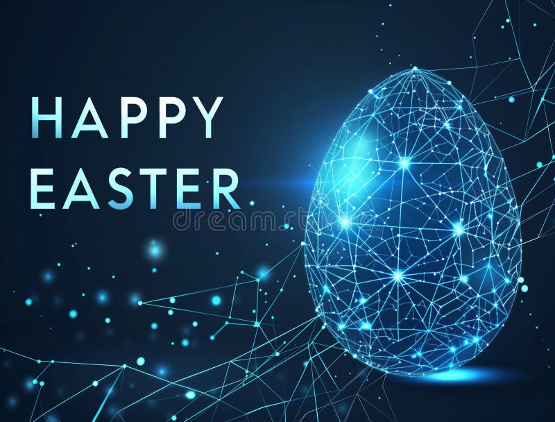 Futuristic Easter Egg Illustration with Digital Connections and Happy ...