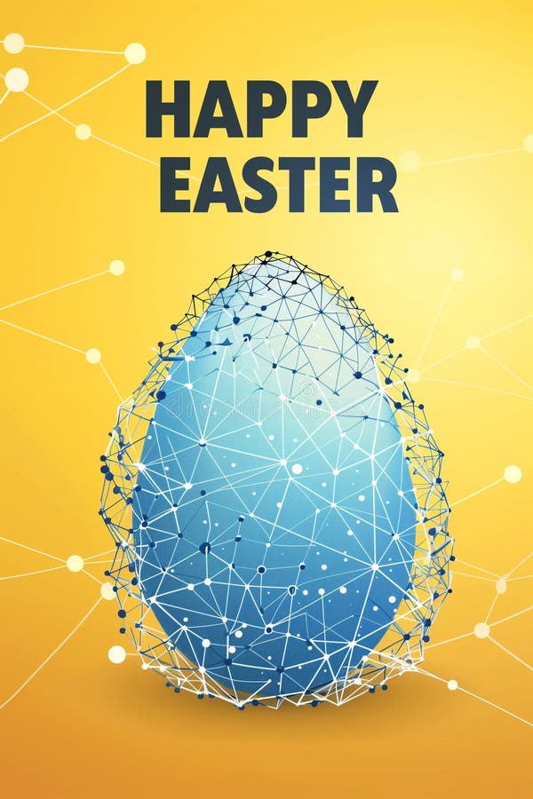 Futuristic Easter Egg Illustration with Digital Connections and Happy ...