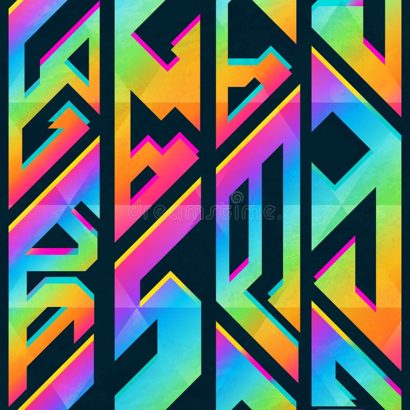 Vibrant Futuristic Geometric Seamless Pattern Stock Vector ...