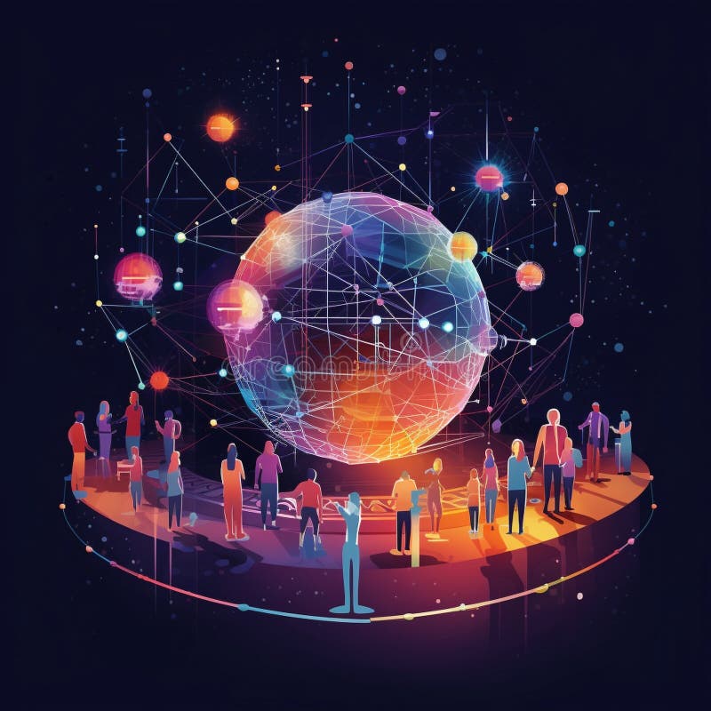 Vibrant and Futuristic Illustration of an Innovation Network Stock ...